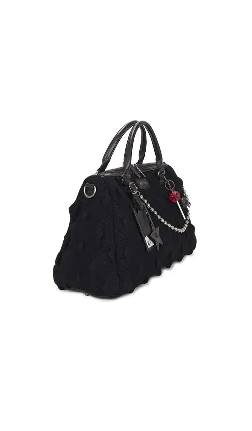 MADFRENZY Spiked Knit Top Handle Bag With Detachable Accessories