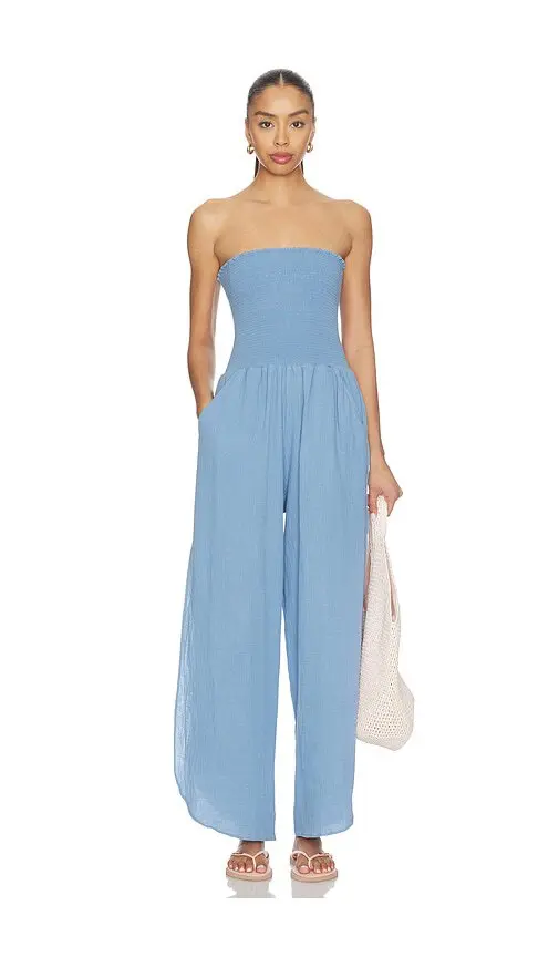 Peixoto Harriet Strapless Jumpsuit - Riverside Blue Iris