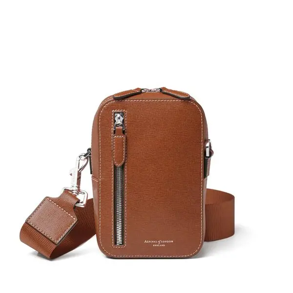 ASPINAL OF LONDON Reporter North South Bag In Forest Saffiano - Brown