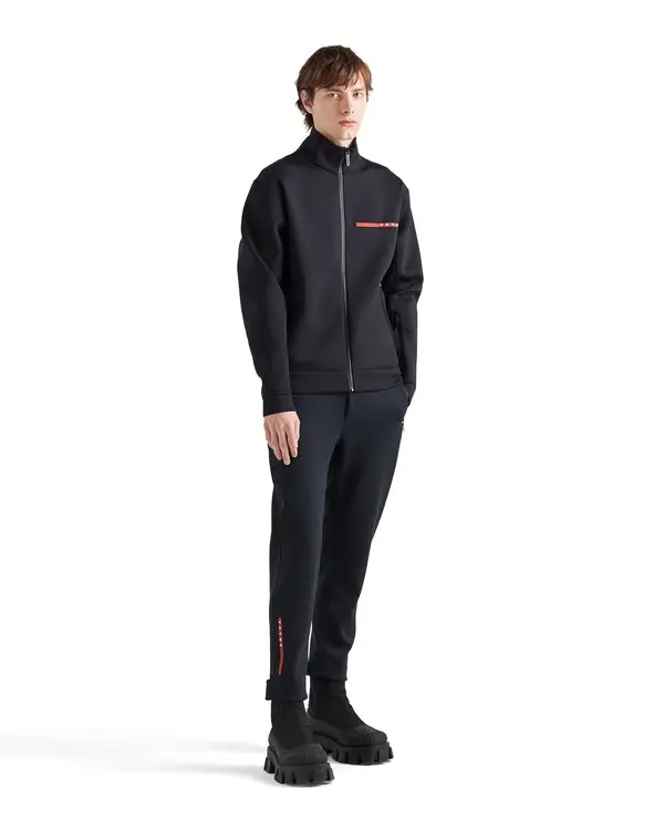 Prada Technical Fabric Zip-up Jacket With Logo Badge
