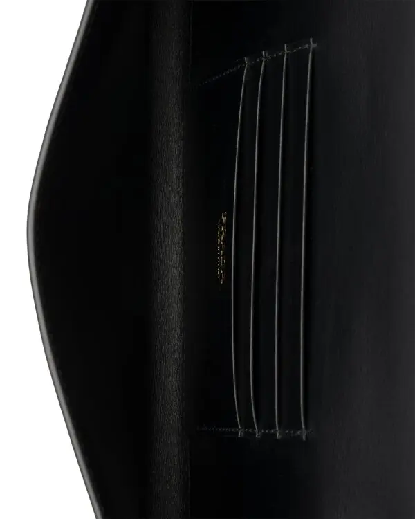 Prada Leather Wallet With Shoulder Strap - Black