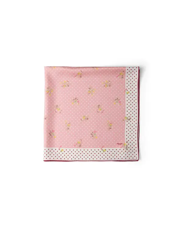 Prada Printed Silk Twill Scarf 90 - Pink/sand