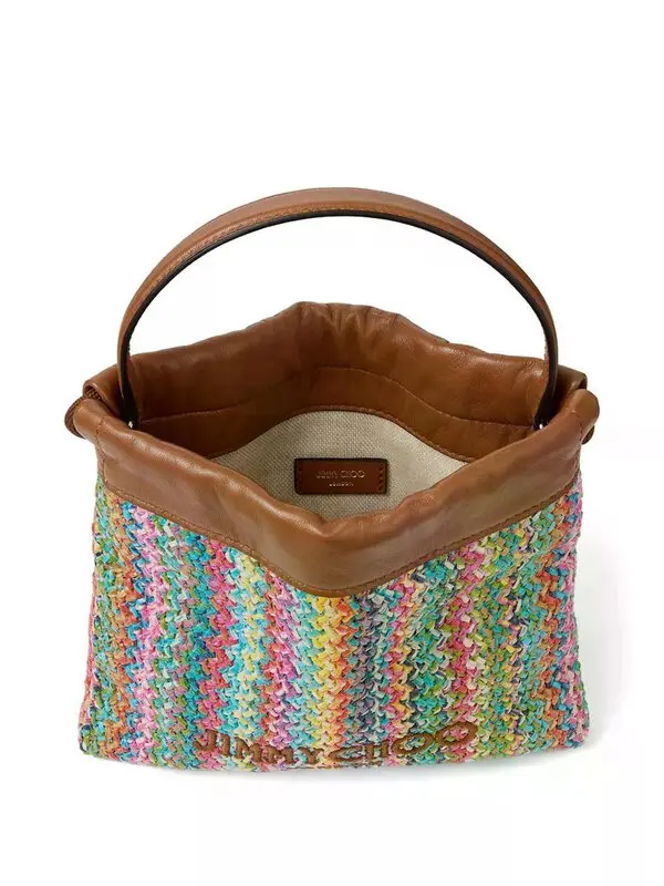 JIMMY CHOO Raffia Bucket Bag With Logo Embroidery