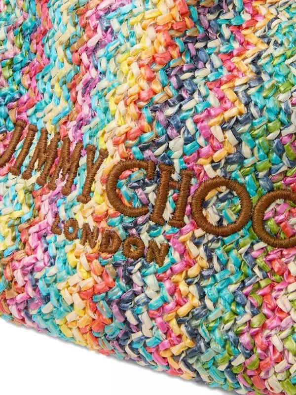 JIMMY CHOO Raffia Bucket Bag With Logo Embroidery