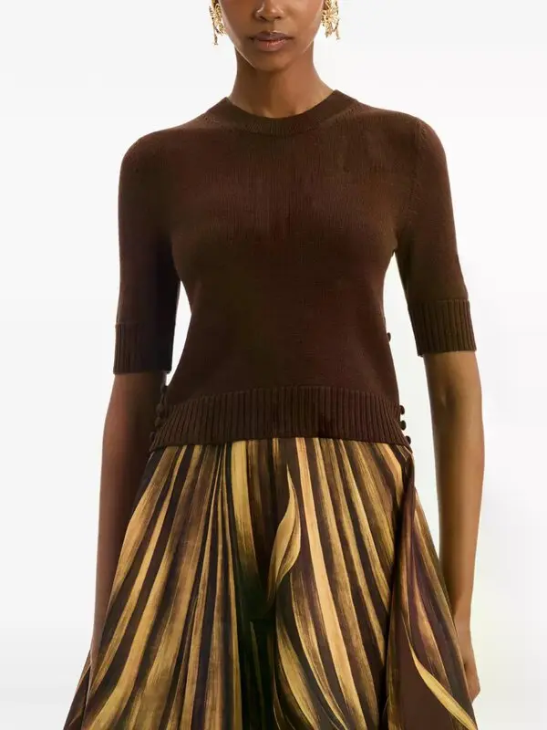 Oscar De La Renta Button-detail Mock Neck Pullover