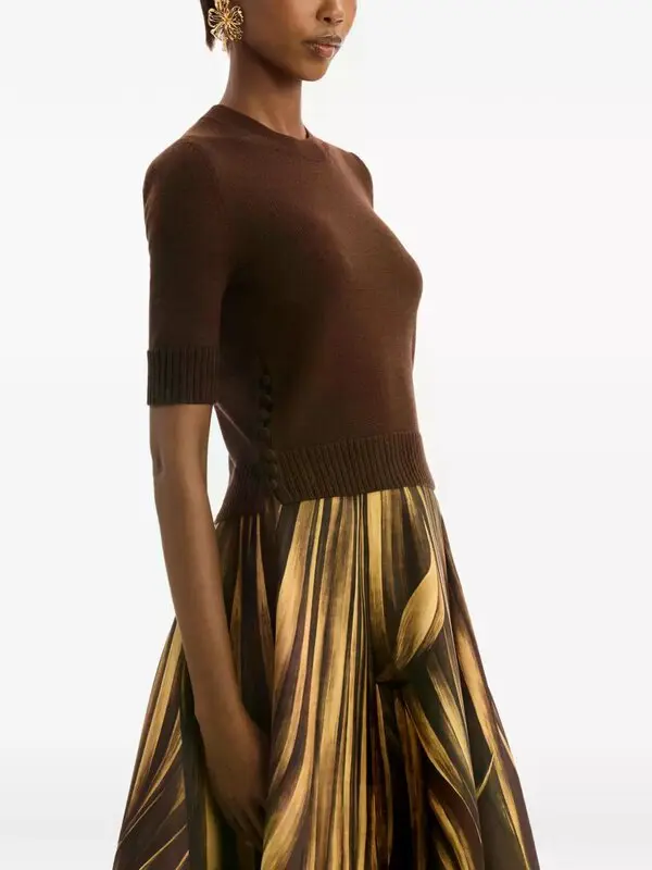 Oscar De La Renta Button-detail Mock Neck Pullover