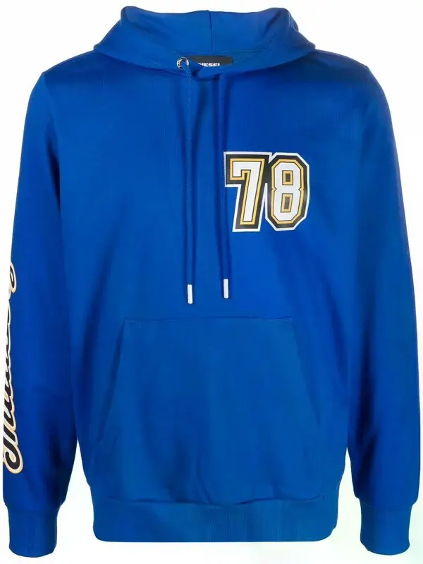 DIESEL® Number Print Pullover Hoodie - Blue