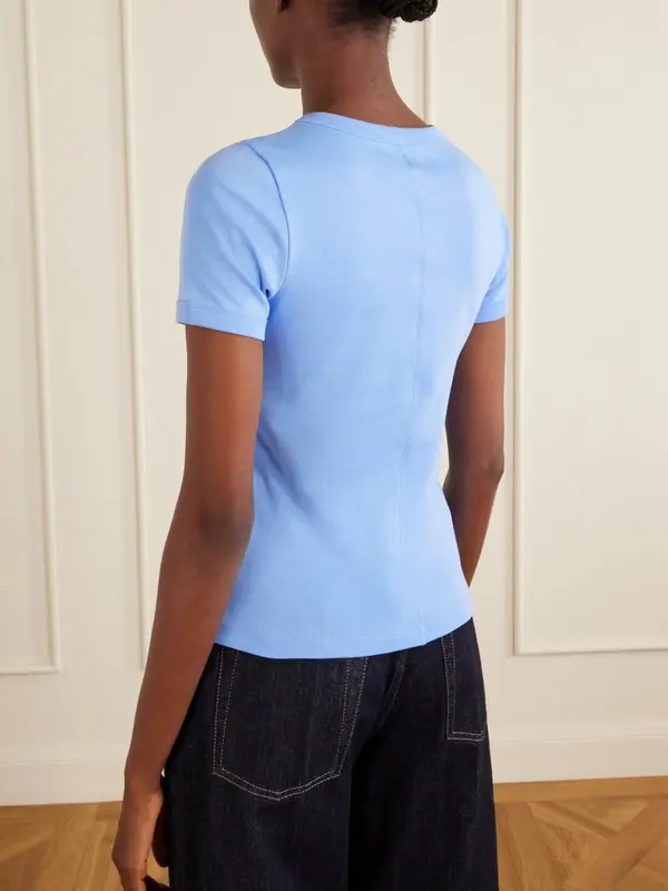 FLORE FLORE Car Ribbed Organic Cotton-jersey T-shirt - Blue