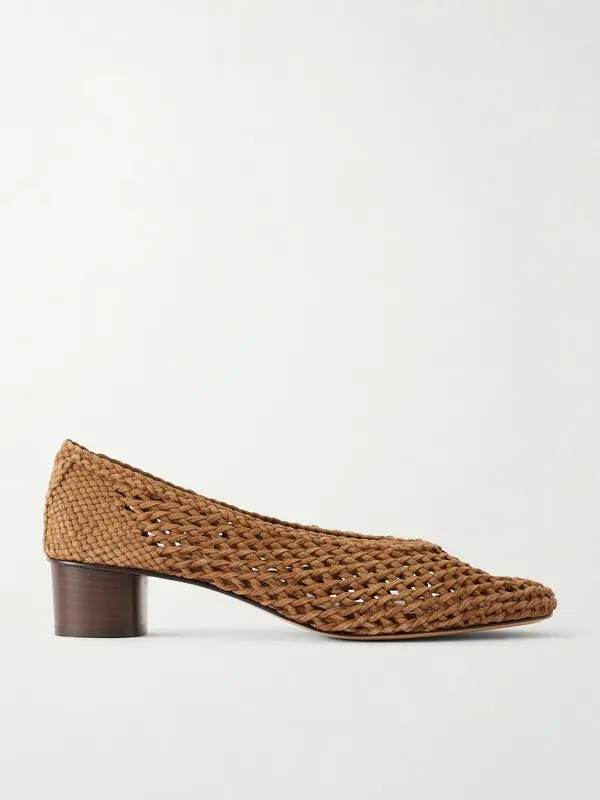 Le Monde Beryl Woven Suede Pumps With Block Heel