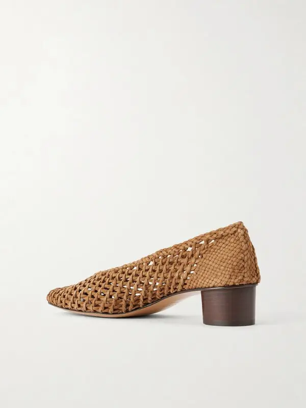 Le Monde Beryl Woven Suede Pumps With Block Heel