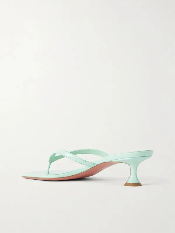 Amina Muaddi Juliette Leather Thong Sandals - Green