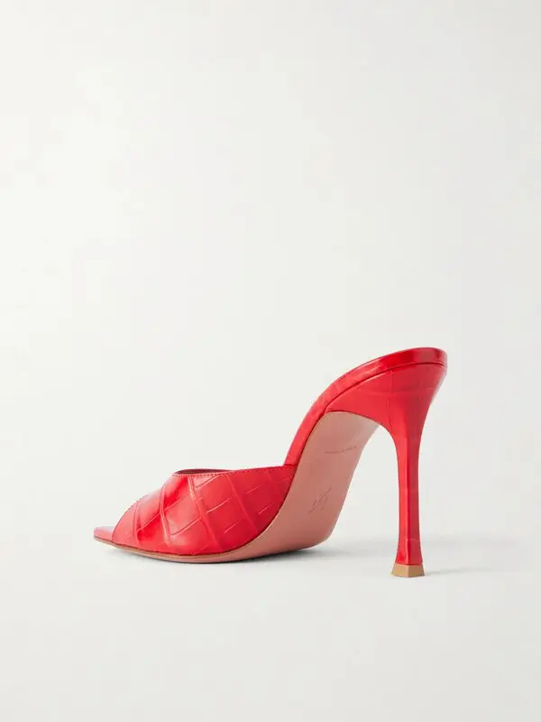 Amina Muaddi Alexa 95 Croc-effect Leather Mules