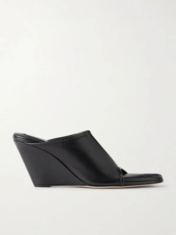 CHRISTEN 75 Stretch Leather Wedge Mules