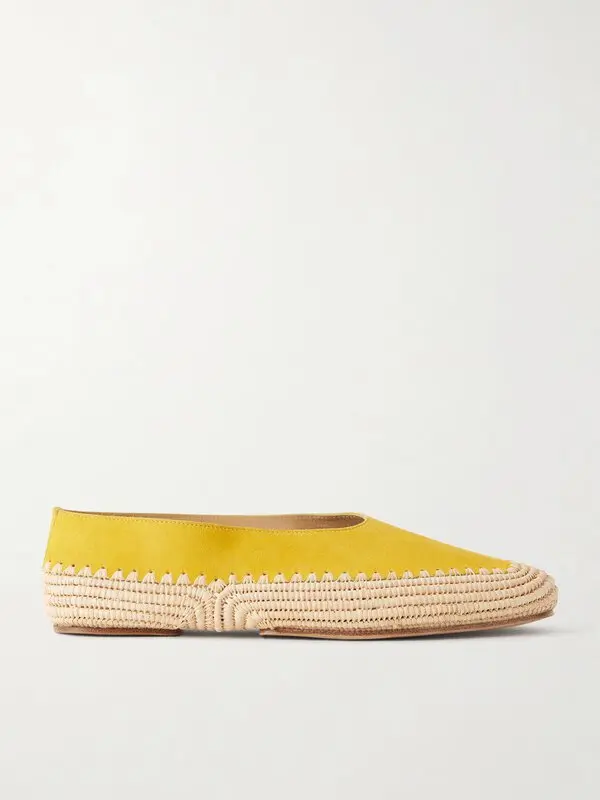 Gabriela Hearst Strength Suede And Raffia Ballet Flats