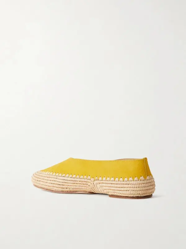 Gabriela Hearst Strength Suede And Raffia Ballet Flats