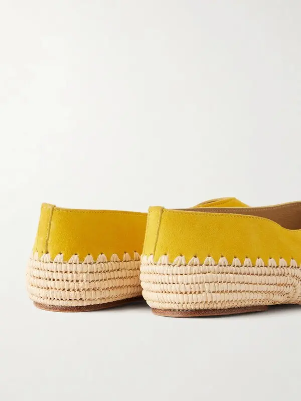 Gabriela Hearst Strength Suede And Raffia Ballet Flats