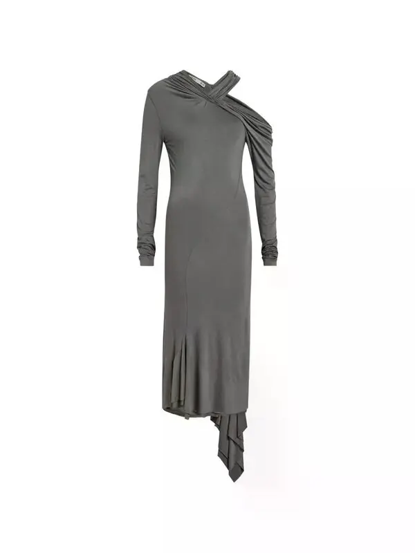 AARON ESH Jersey Draped Asymmetric Neck Long Sleeve Dress