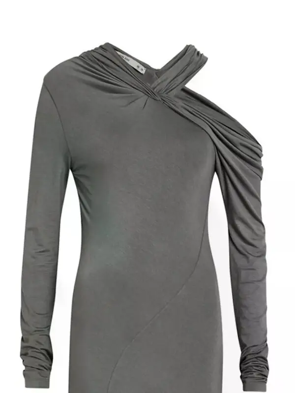 AARON ESH Jersey Draped Asymmetric Neck Long Sleeve Dress