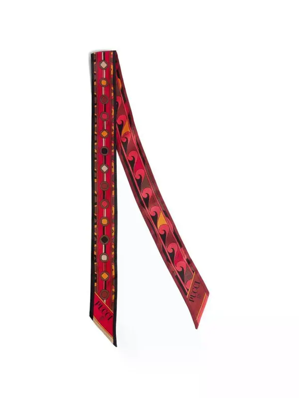 Emilio Pucci Mixed-print Silk Twill Scarf - Red