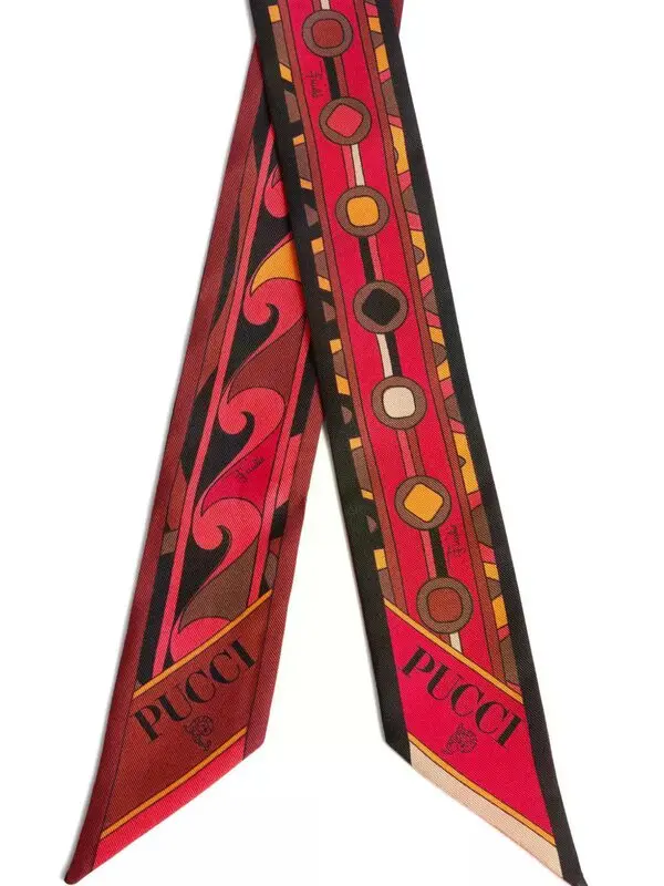 Emilio Pucci Mixed-print Silk Twill Scarf - Red