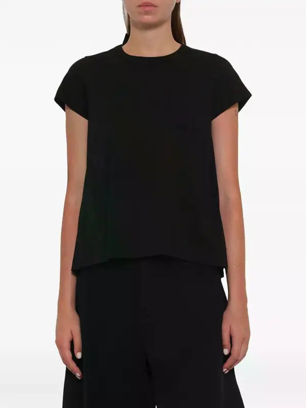 Sacai Cotton Jersey And Poplin Pleated Back T-shirt - Black