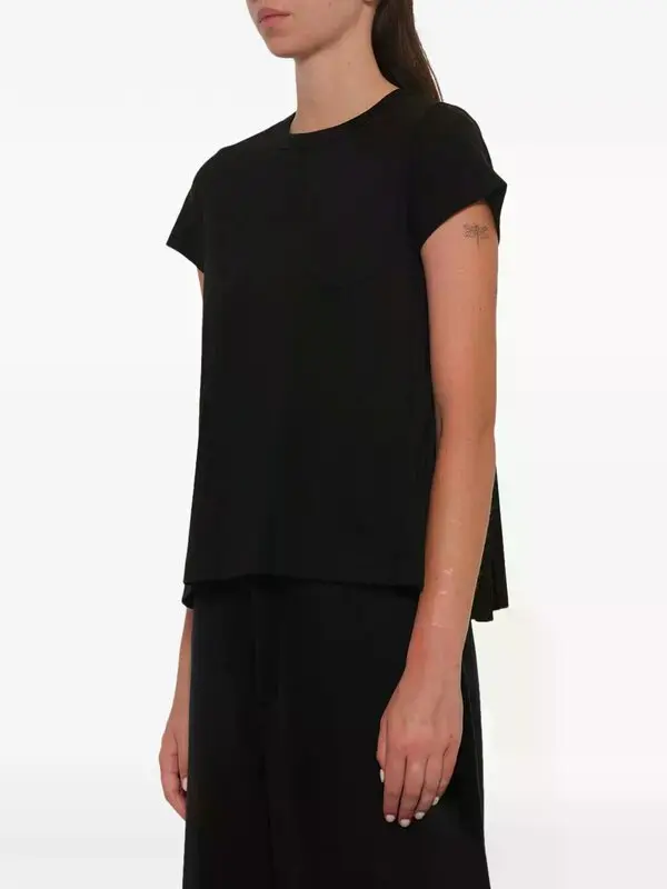 Sacai Cotton Jersey And Poplin Pleated Back T-shirt - Black