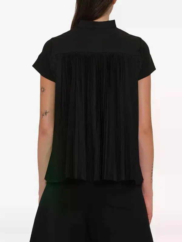 Sacai Cotton Jersey And Poplin Pleated Back T-shirt - Black