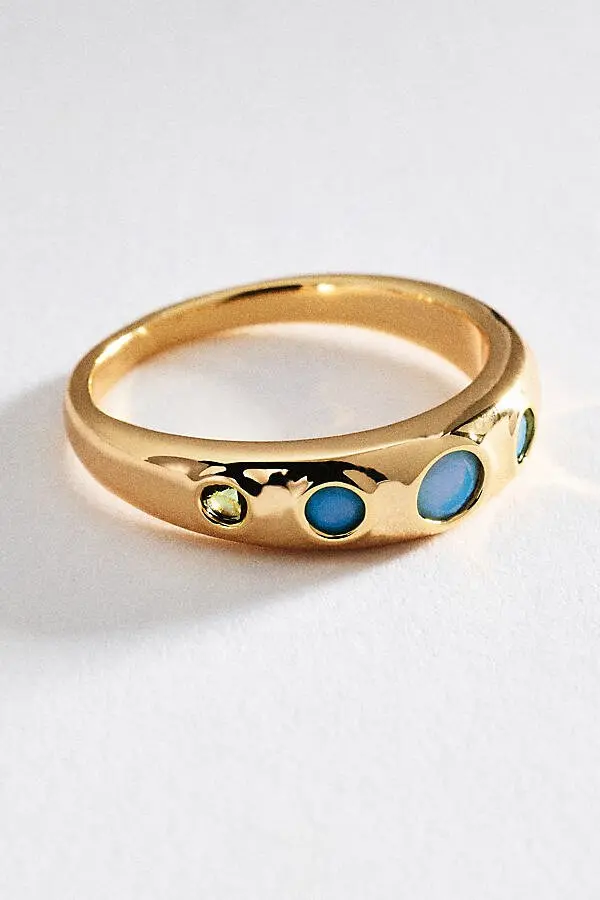 Anthropologie Multi-crystal Stacking Ring - Green/turq