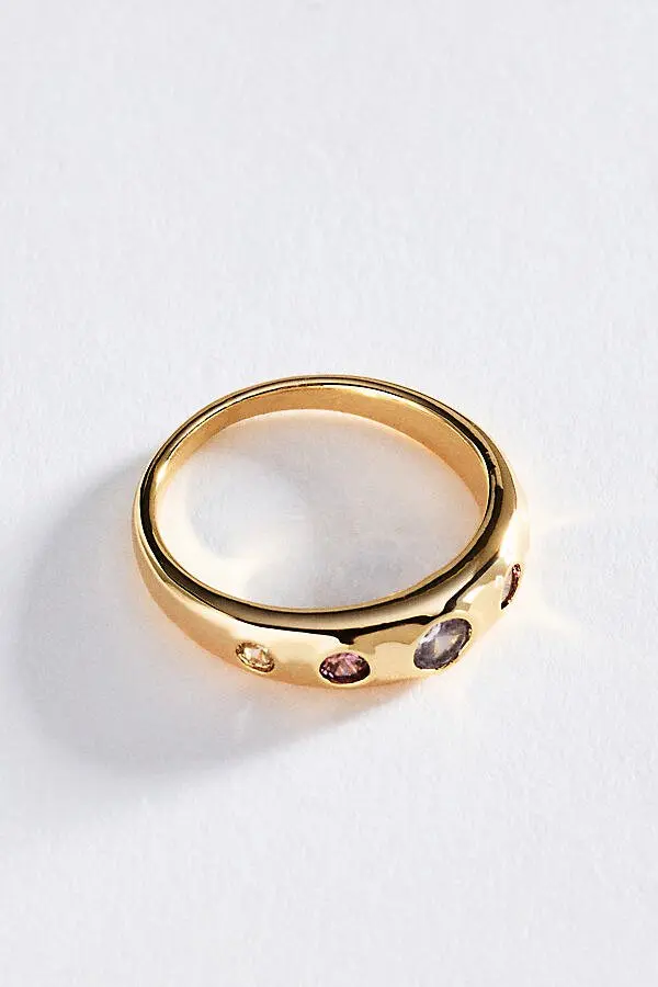 Anthropologie Multi-crystal Stacking Ring - Lilac