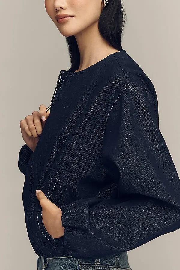 PILCRO Cotton Collarless Jacket