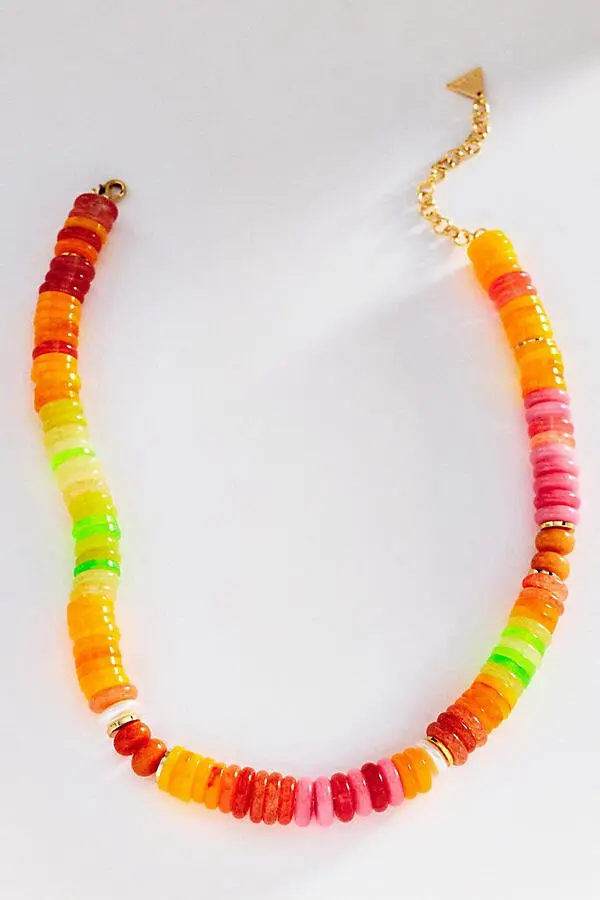 Anthropologie Jelly Beaded Necklace - Pink/orange