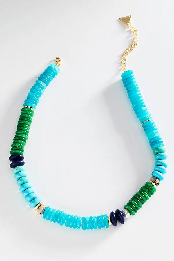 Anthropologie Jelly Beaded Necklace - Turquoise