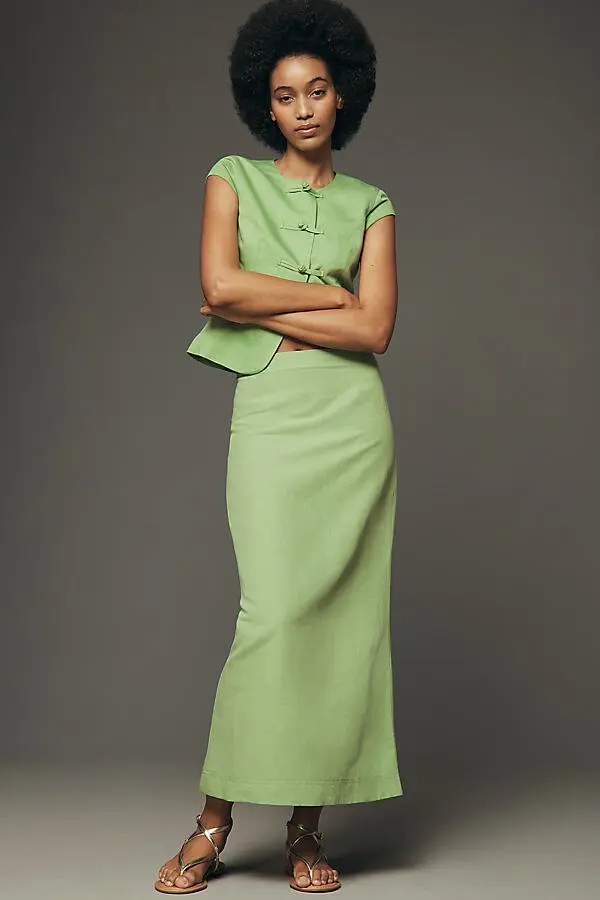ALIGNE Mia Linen Maxi Skirt - Apple