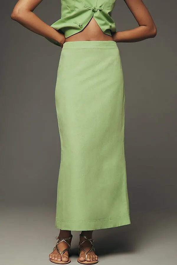 ALIGNE Mia Linen Maxi Skirt - Apple