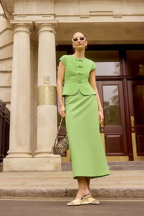 ALIGNE Mia Linen Maxi Skirt - Apple