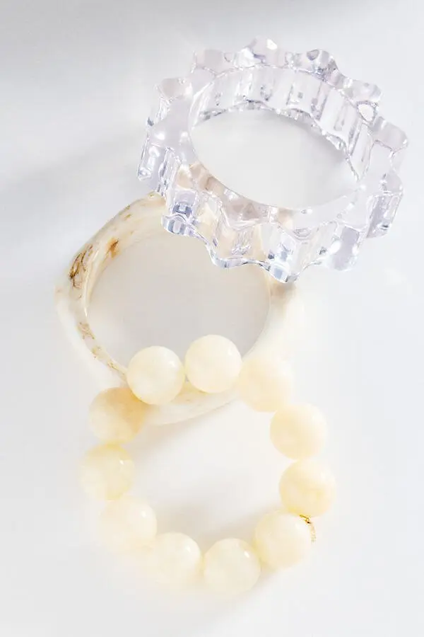 Anthropologie Set Of 3 Resin Bangles - Clear