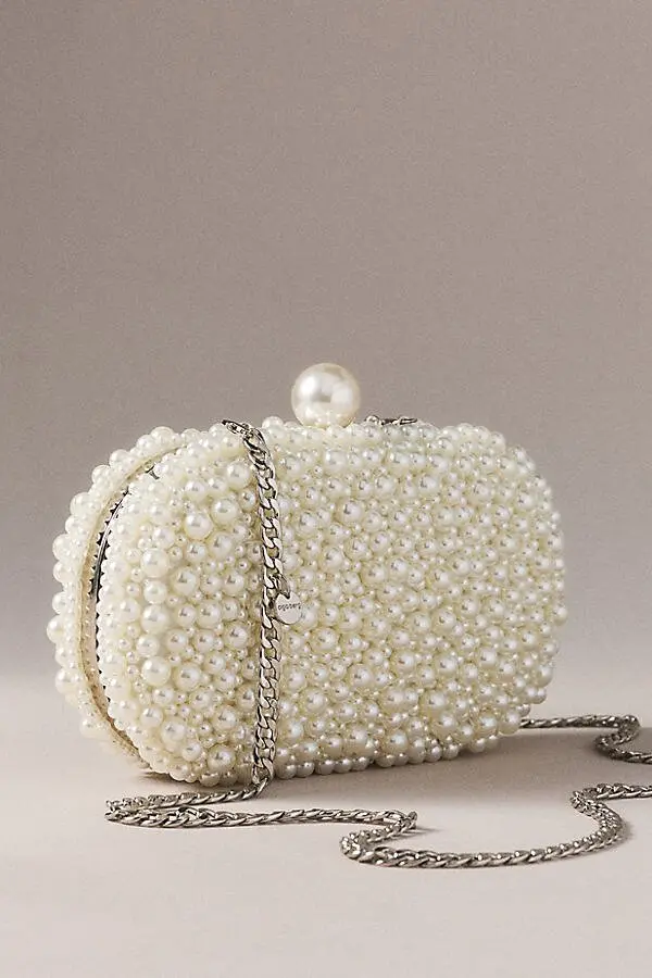 OLGA BERG Valenta Pearl Clutch - Ivory
