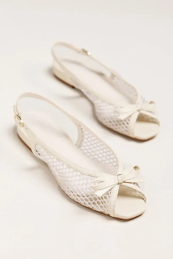 Maeve Mesh Slingback Flats - White