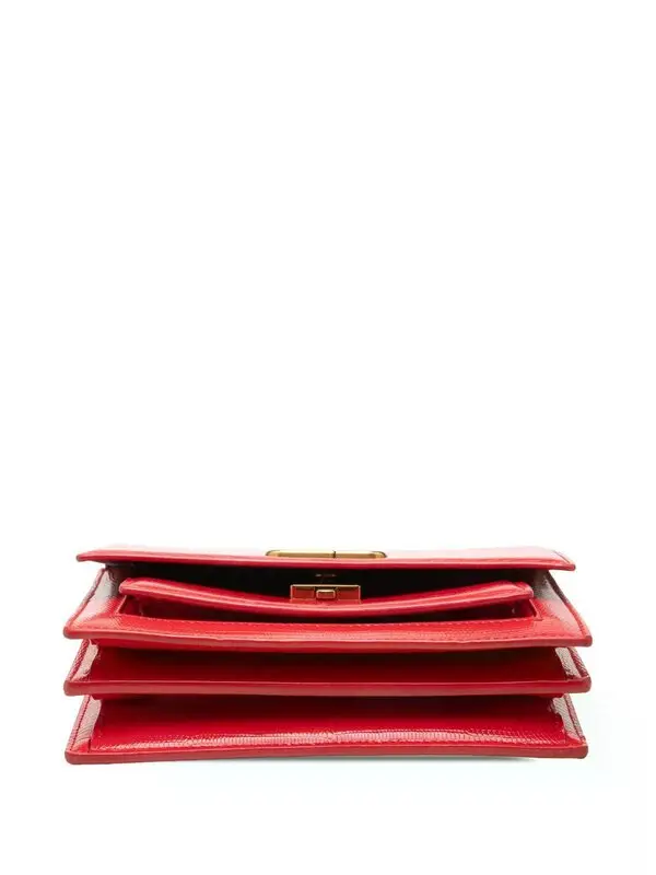 Balenciaga Embossed Patent Sharp S Chain Shoulder Bag - Red