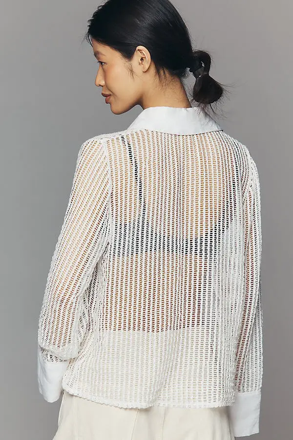 MANDINGA Sheer Crochet Appliqué Cardigan