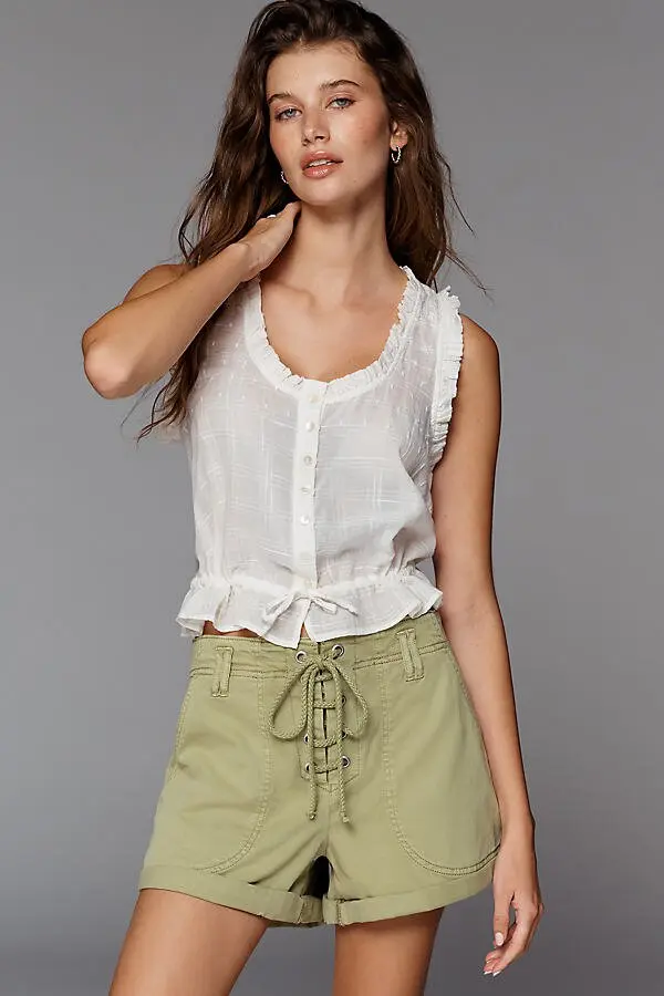 PILCRO Slouchy Lace-up Shorts