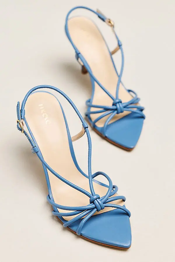 Maeve Strappy Knotted Pointed-toe Heels - Blue