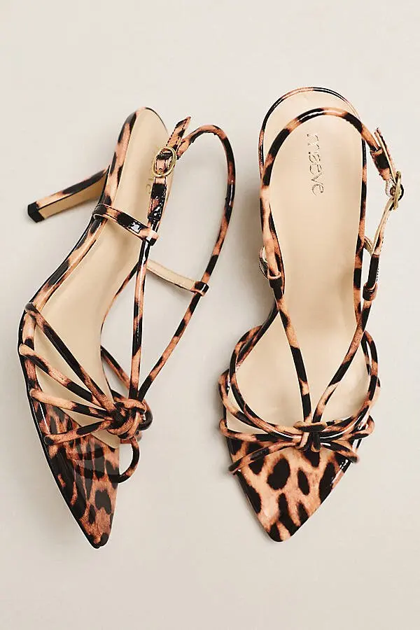 Maeve Strappy Knotted Pointed-toe Heels - Brown Pattern