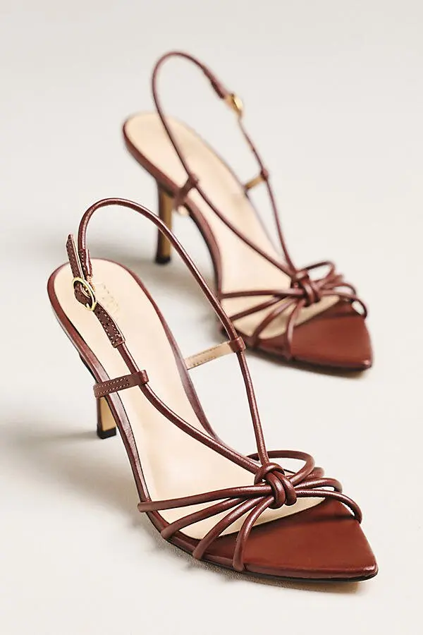 Maeve Strappy Pointed-toe Heels - Chocolate Leather