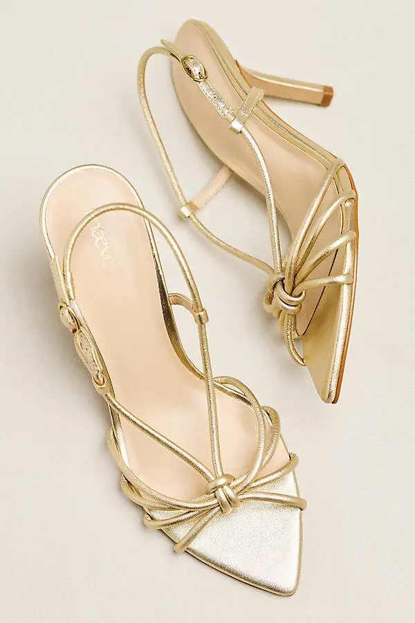 Maeve Strappy Knotted Pointed-toe Heels - Gold