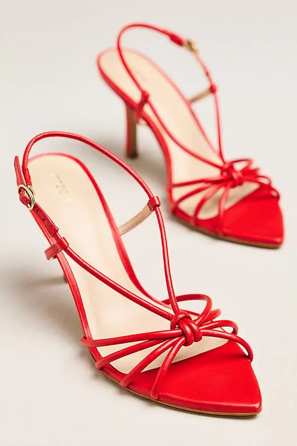 Maeve Strappy Pointed-toe Heels - Red Leather