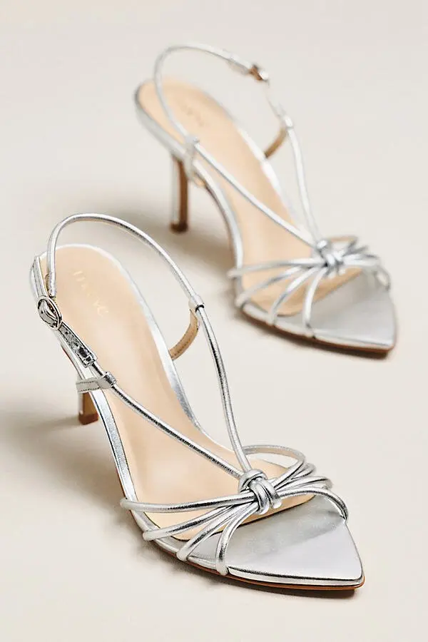 Maeve Strappy Pointed-toe Heels - Silver