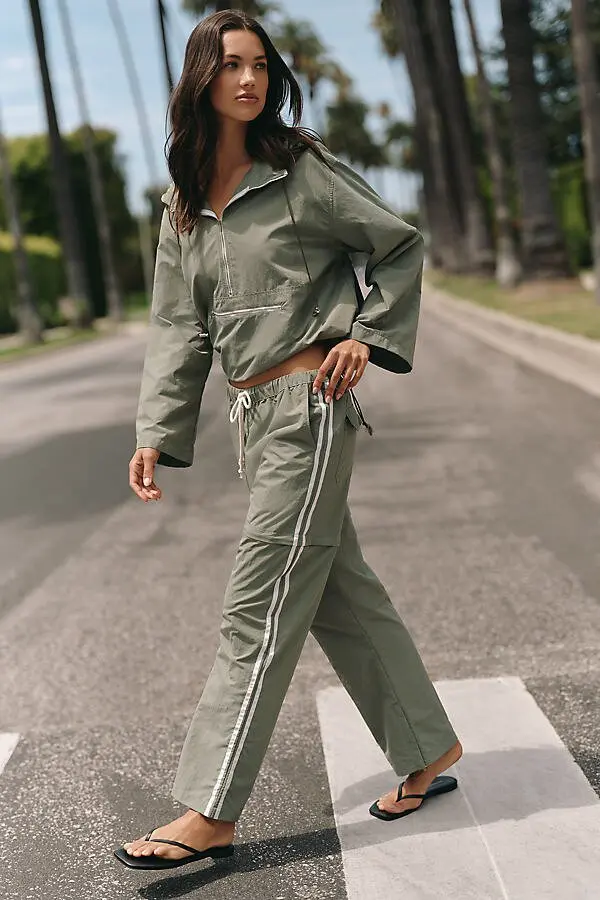 Donni. Nylon Zip Pants - Sage