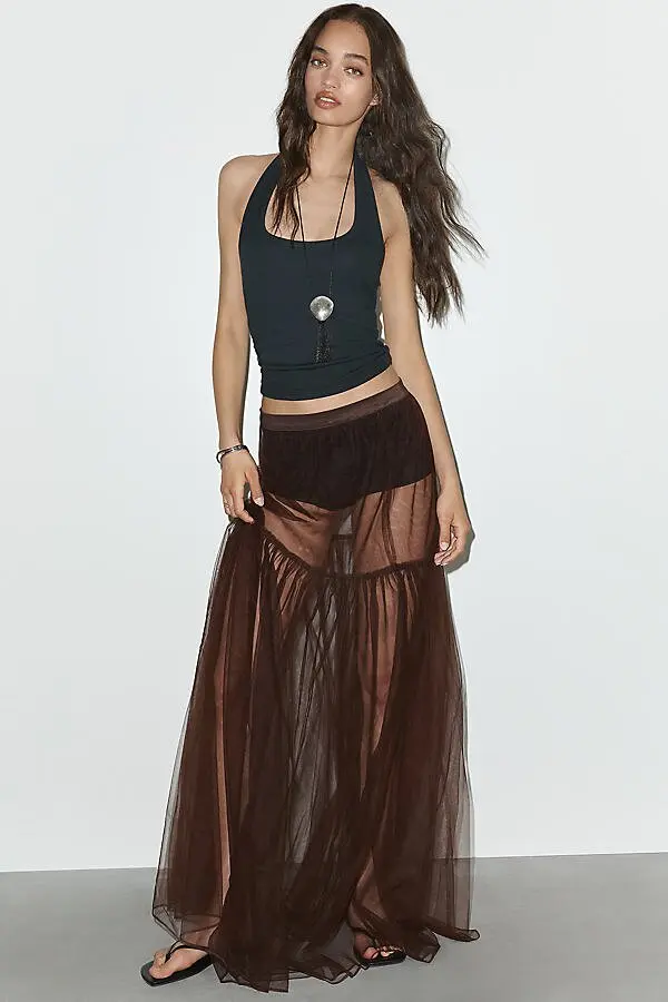 Shona Joy Halo Sheer Maxi Skirt