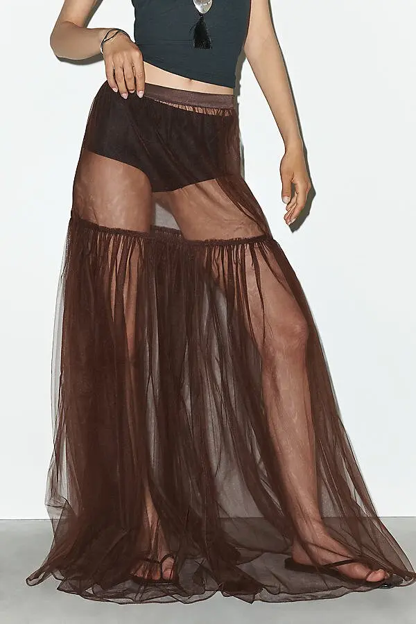 Shona Joy Halo Sheer Maxi Skirt